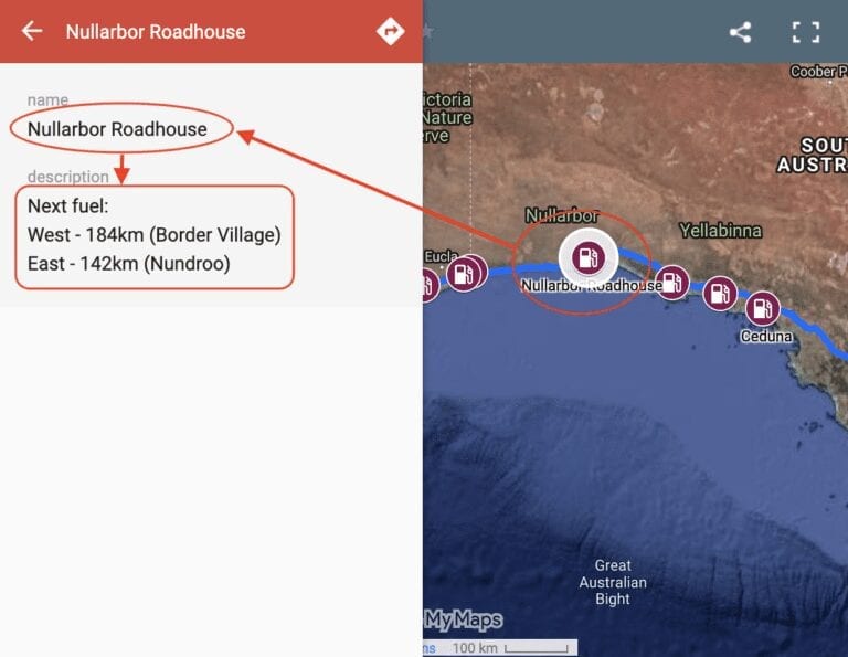 Fuel Stops Across The Nullarbor - Interactive Map